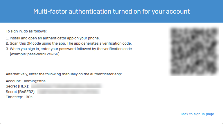 Reset multi-factor authentication for Admin user - Sophos Firewall