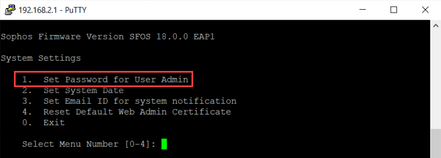 Reset your admin password using the CLI - Sophos Firewall