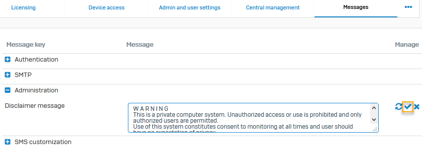 Set a login disclaimer - Sophos Firewall