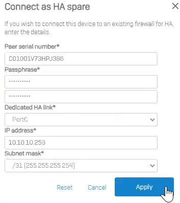 Connect new virtual auxiliary in active-passive HA - Sophos Firewall