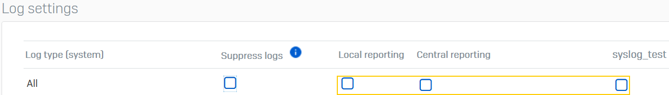 Log settings - Sophos Firewall